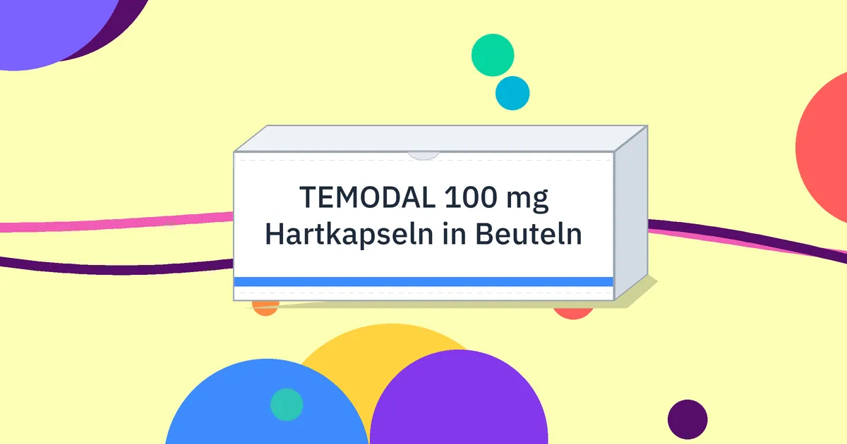 Symbolbild: Packung mit der Aufschrift TEMODAL 100 mg Hartkapseln in Beuteln (PZN 06570106) – Verfügbarkeit und Bezug in Apotheken in Frankfurt am Main