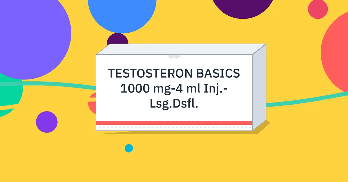 Symbolbild: Packung mit der Aufschrift TESTOSTERON BASICS 1000 mg-4 ml Inj.-Lsg.Dsfl. (PZN 19897760) – Verfügbarkeit und Bezug in Apotheken in Frankfurt am Main