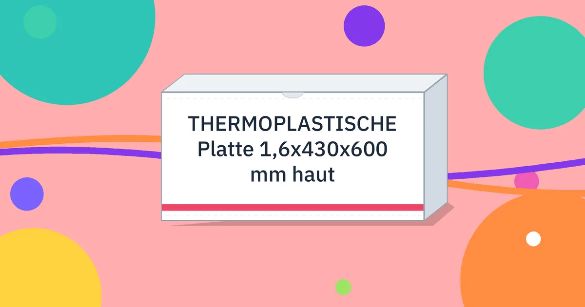 Symbolbild: Packung mit der Aufschrift THERMOPLASTISCHE Platte 1,6x430x600 mm haut (PZN 11549930) – Verfügbarkeit und Bezug in Apotheken in Frankfurt am Main