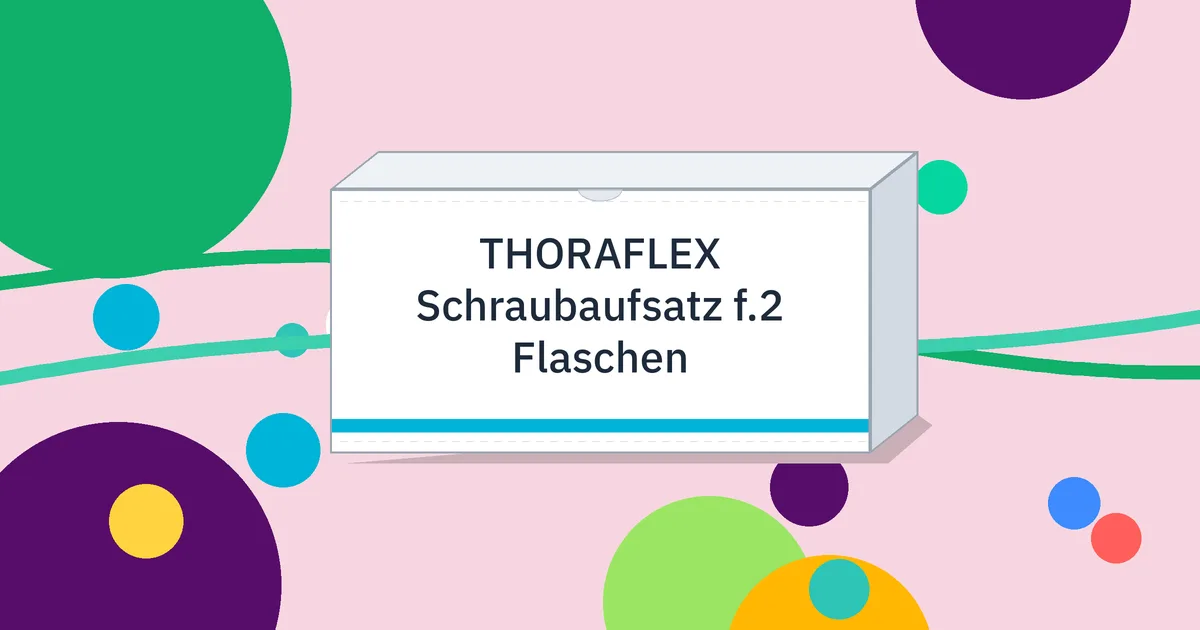 Symbolbild: Packung mit der Aufschrift THORAFLEX Schraubaufsatz f.2 Flaschen (PZN 17483646) – Verfügbarkeit und Bezug in Apotheken in Frankfurt am Main