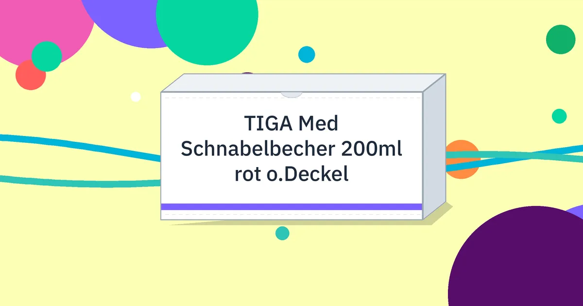 Symbolbild: Packung mit der Aufschrift TIGA Med Schnabelbecher 200ml rot o.Deckel (PZN 06839169) – Verfügbarkeit und Bezug in Apotheken in Frankfurt am Main
