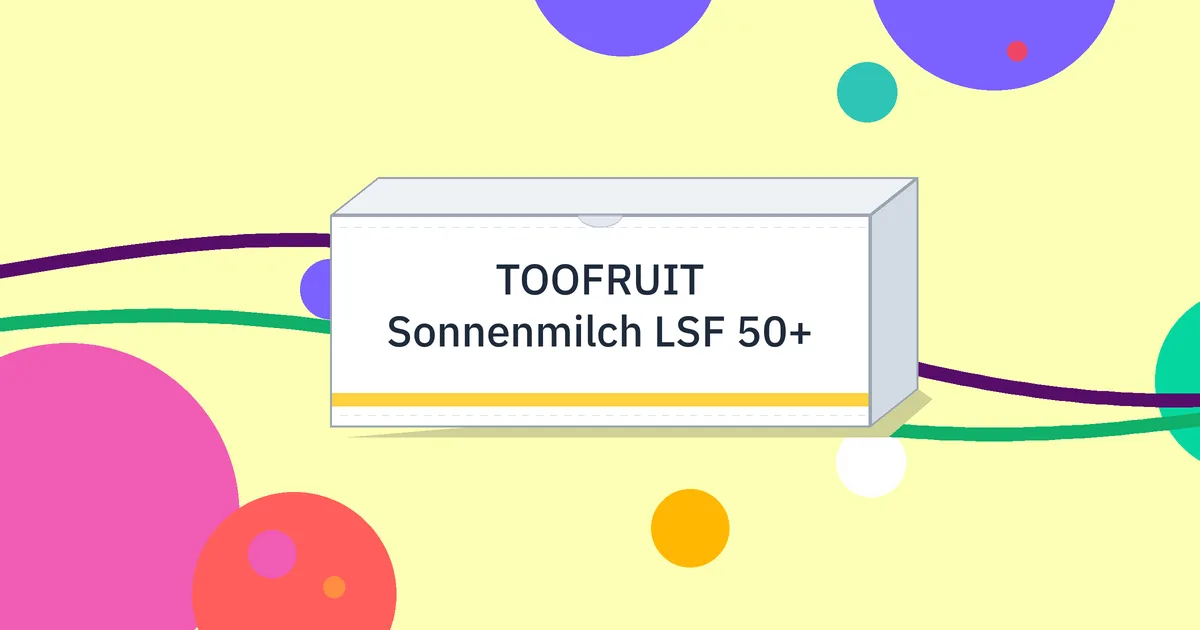 Symbolbild: Packung mit der Aufschrift TOOFRUIT Sonnenmilch LSF 50+ (PZN 19387846) – Verfügbarkeit und Bezug in Apotheken in Frankfurt am Main