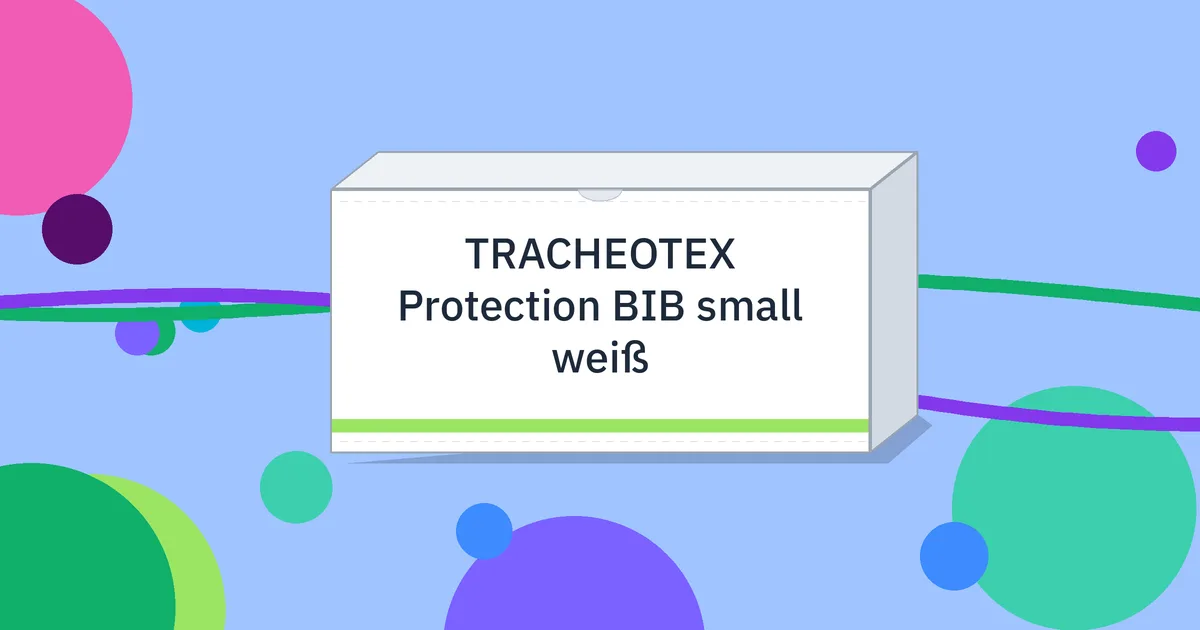 Symbolbild: Packung mit der Aufschrift TRACHEOTEX Protection BIB small weiß (PZN 19484124) – Verfügbarkeit und Bezug in Apotheken in Frankfurt am Main