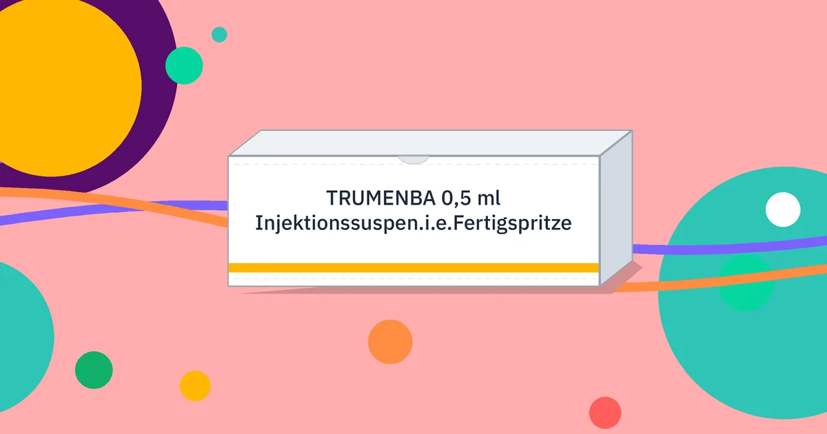 Symbolbild: Packung mit der Aufschrift TRUMENBA 0,5 ml Injektionssuspen.i.e.Fertigspritze (PZN 17230862) – Verfügbarkeit und Bezug in Apotheken in Frankfurt am Main