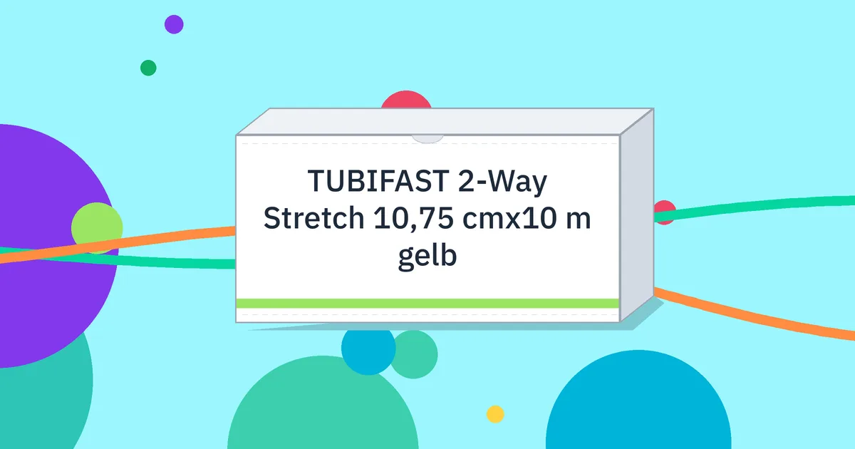 Symbolbild: Packung mit der Aufschrift TUBIFAST 2-Way Stretch 10,75 cmx10 m gelb (PZN 20307746) – Verfügbarkeit und Bezug in Apotheken in Frankfurt am Main