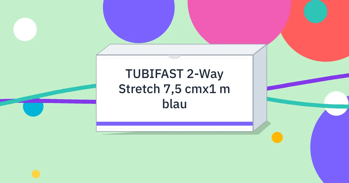 Symbolbild: Packung mit der Aufschrift TUBIFAST 2-Way Stretch 7,5 cmx1 m blau (PZN 14333857) – Verfügbarkeit und Bezug in Apotheken in Frankfurt am Main