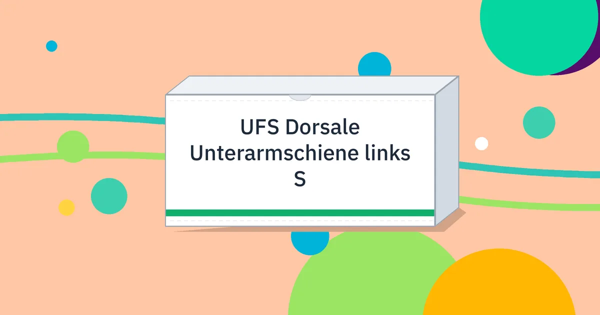 Symbolbild: Packung mit der Aufschrift UFS Dorsale Unterarmschiene links S (PZN 09226355) – Verfügbarkeit und Bezug in Apotheken in Frankfurt am Main