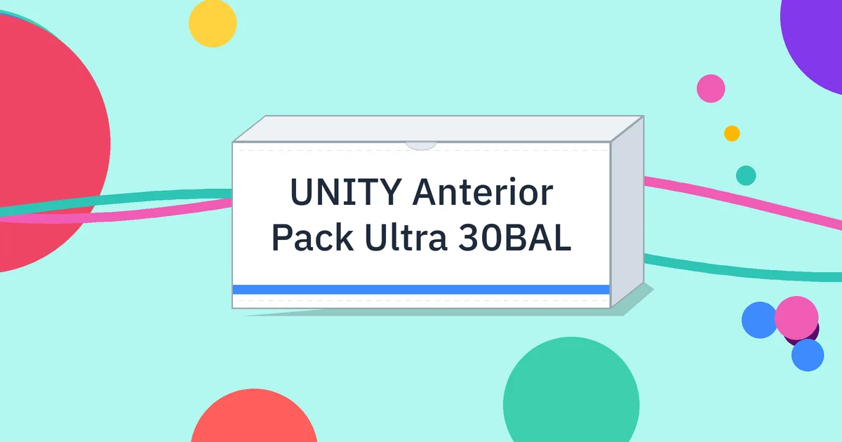 Symbolbild: Packung mit der Aufschrift UNITY Anterior Pack Ultra 30BAL (PZN 20586284) – Verfügbarkeit und Bezug in Apotheken in Frankfurt am Main