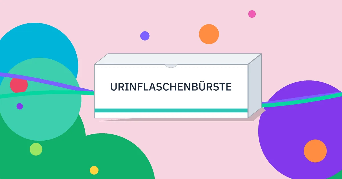 Symbolbild: Packung mit der Aufschrift URINFLASCHENBÜRSTE (PZN 03054982) – Verfügbarkeit und Bezug in Apotheken in Frankfurt am Main