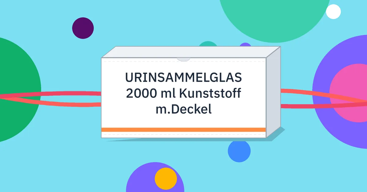 Symbolbild: Packung mit der Aufschrift URINSAMMELGLAS 2000 ml Kunststoff m.Deckel (PZN 00895362) – Verfügbarkeit und Bezug in Apotheken in Frankfurt am Main