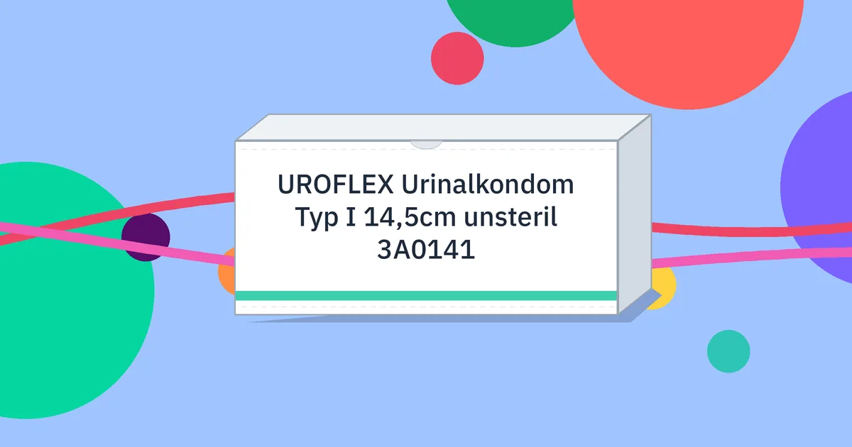 Symbolbild: Packung mit der Aufschrift UROFLEX Urinalkondom Typ I 14,5cm unsteril 3A0141 (PZN 17414697) – Verfügbarkeit und Bezug in Apotheken in Frankfurt am Main