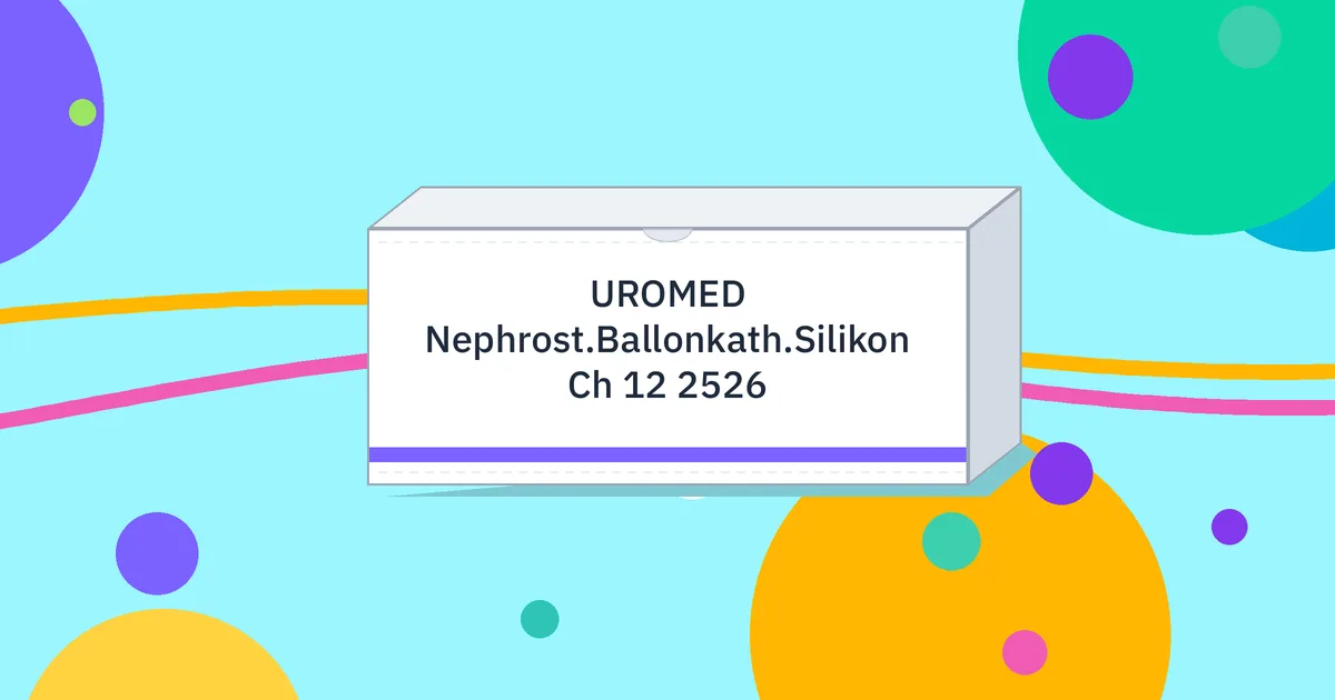 Symbolbild: Packung mit der Aufschrift UROMED Nephrost.Ballonkath.Silikon Ch 12 2526 (PZN 03281152) – Verfügbarkeit und Bezug in Apotheken in Frankfurt am Main