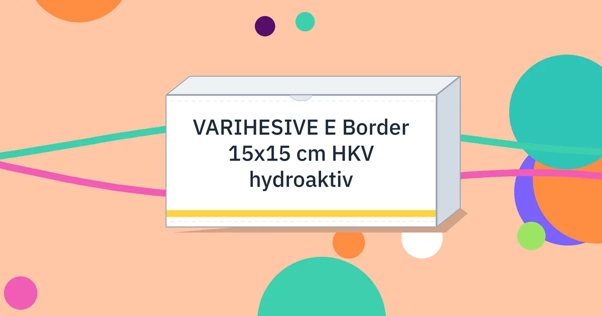 Symbolbild: Packung mit der Aufschrift VARIHESIVE E Border 15x15 cm HKV hydroaktiv (PZN 12772334) – Verfügbarkeit und Bezug in Apotheken in Frankfurt am Main