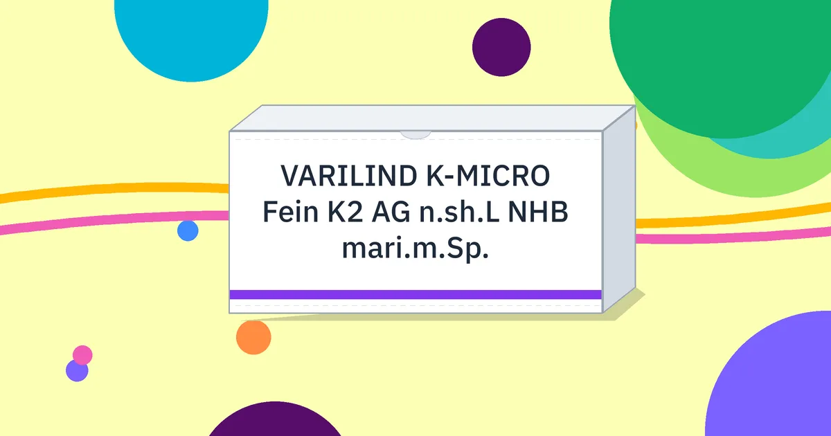 Symbolbild: Packung mit der Aufschrift VARILIND K-MICRO Fein K2 AG n.sh.L NHB mari.m.Sp. (PZN 20556159) – Verfügbarkeit und Bezug in Apotheken in Frankfurt am Main