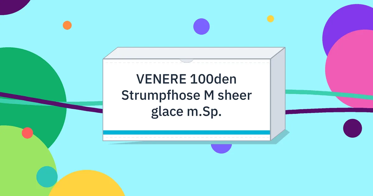 Symbolbild: Packung mit der Aufschrift VENERE 100den Strumpfhose M sheer glace m.Sp. (PZN 16171040) – Verfügbarkeit und Bezug in Apotheken in Frankfurt am Main