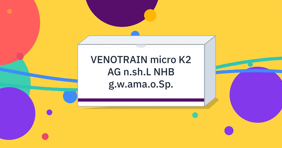 Symbolbild: Packung mit der Aufschrift VENOTRAIN micro K2 AG n.sh.L NHB g.w.ama.o.Sp. (PZN 09024640) – Verfügbarkeit und Bezug in Apotheken in Frankfurt am Main