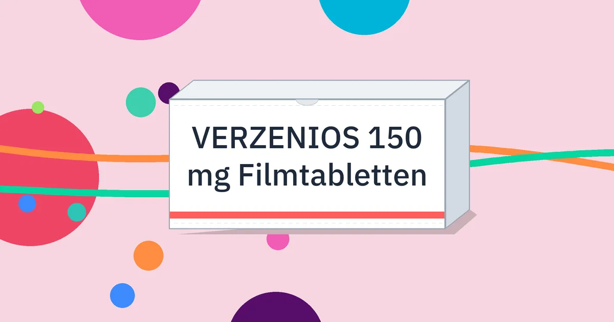 Symbolbild: Packung mit der Aufschrift VERZENIOS 150 mg Filmtabletten (PZN 14219357) – Verfügbarkeit und Bezug in Apotheken in Frankfurt am Main
