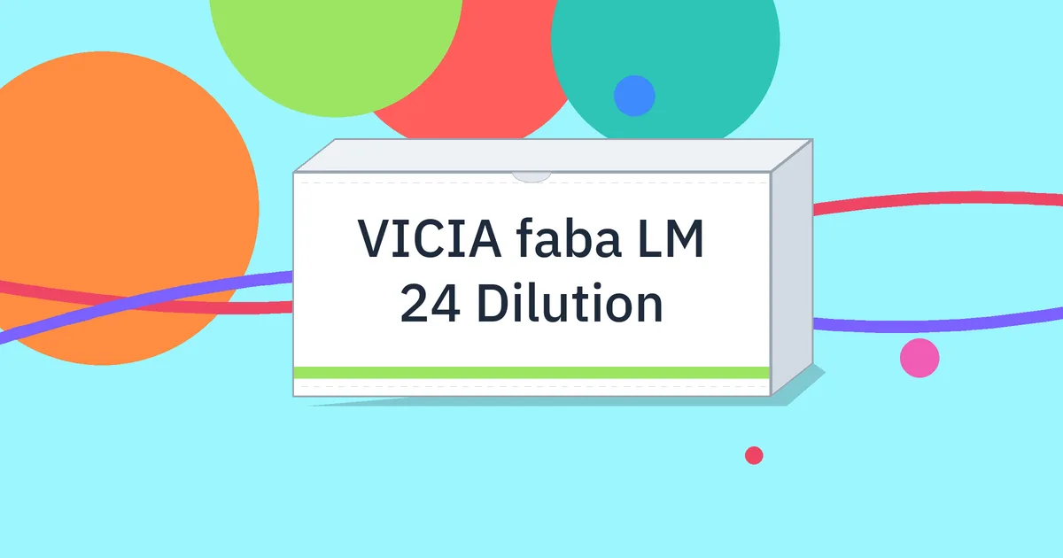 Symbolbild: Packung mit der Aufschrift VICIA faba LM 24 Dilution (PZN 13273024) – Verfügbarkeit und Bezug in Apotheken in Frankfurt am Main