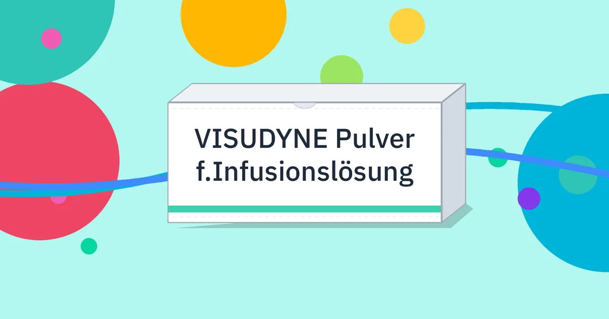 Symbolbild: Packung mit der Aufschrift VISUDYNE Pulver f.Infusionslösung (PZN 00869382) – Verfügbarkeit und Bezug in Apotheken in Frankfurt am Main
