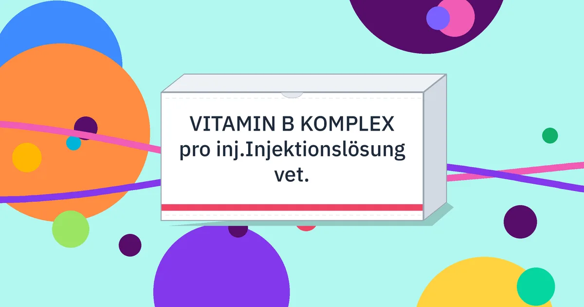 Symbolbild: Packung mit der Aufschrift VITAMIN B KOMPLEX pro inj.Injektionslösung vet. (PZN 10123985) – Verfügbarkeit und Bezug in Apotheken in Frankfurt am Main