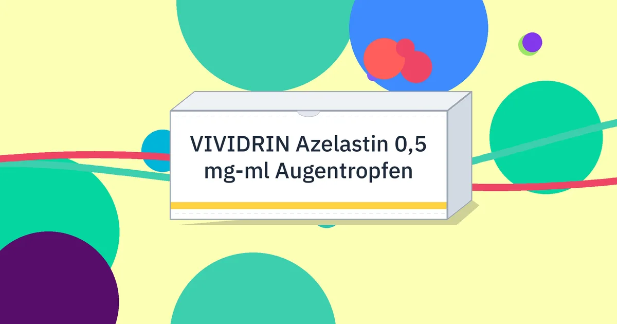 Symbolbild: Packung mit der Aufschrift VIVIDRIN Azelastin 0,5 mg-ml Augentropfen (PZN 12910546) – Verfügbarkeit und Bezug in Apotheken in Frankfurt am Main