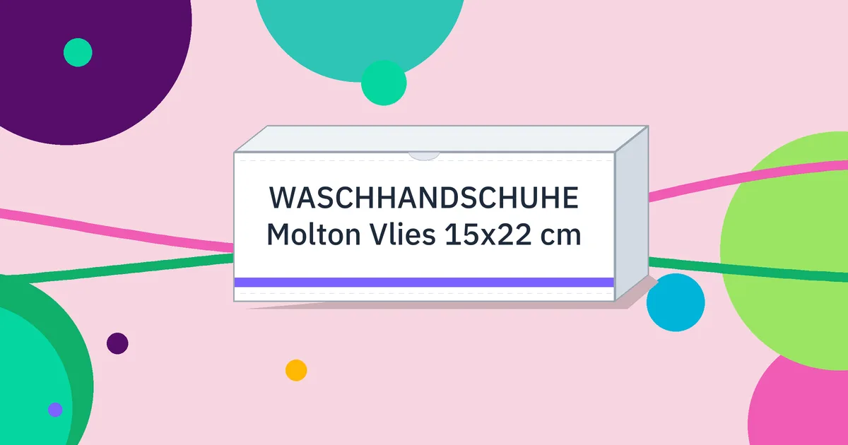 Symbolbild: Packung mit der Aufschrift WASCHHANDSCHUHE Molton Vlies 15x22 cm (PZN 18850615) – Verfügbarkeit und Bezug in Apotheken in Frankfurt am Main