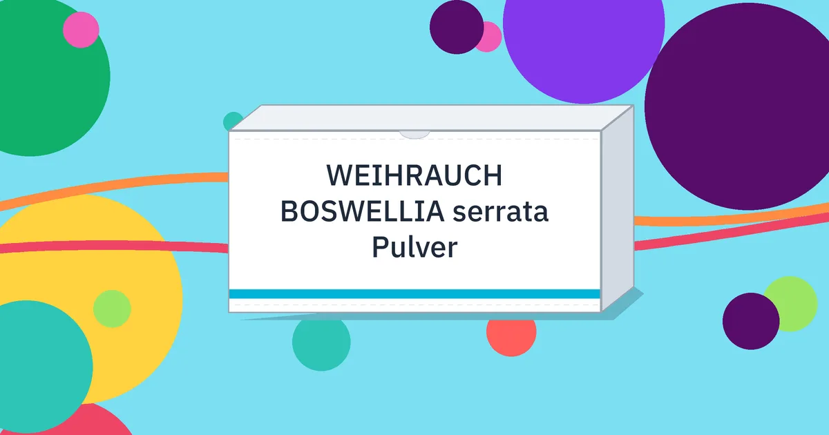 Symbolbild: Packung mit der Aufschrift WEIHRAUCH BOSWELLIA serrata Pulver (PZN 16778055) – Verfügbarkeit und Bezug in Apotheken in Frankfurt am Main