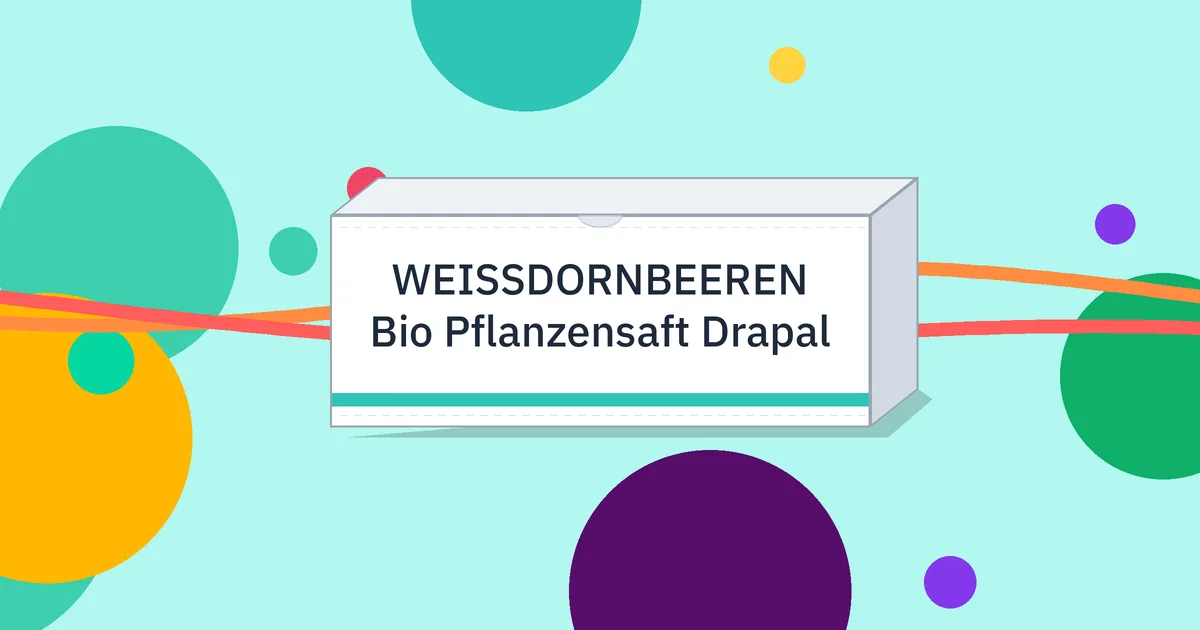 Symbolbild: Packung mit der Aufschrift WEISSDORNBEEREN Bio Pflanzensaft Drapal (PZN 09669383) – Verfügbarkeit und Bezug in Apotheken in Frankfurt am Main