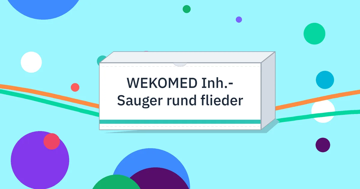 Symbolbild: Packung mit der Aufschrift WEKOMED Inh.-Sauger rund flieder (PZN 04921582) – Verfügbarkeit und Bezug in Apotheken in Frankfurt am Main