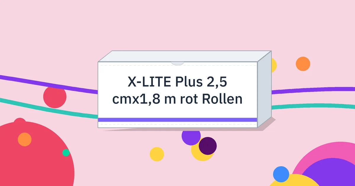 Symbolbild: Packung mit der Aufschrift X-LITE Plus 2,5 cmx1,8 m rot Rollen (PZN 14441423) – Verfügbarkeit und Bezug in Apotheken in Frankfurt am Main
