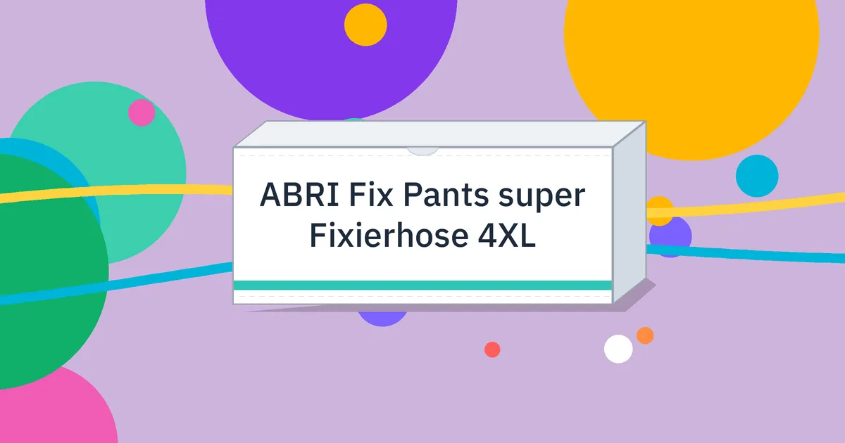 Symbolbild: Packung mit der Aufschrift ABRI Fix Pants super Fixierhose 4XL (PZN 04437053) – Verfügbarkeit und Bezug in Apotheken in Frankfurt am Main
