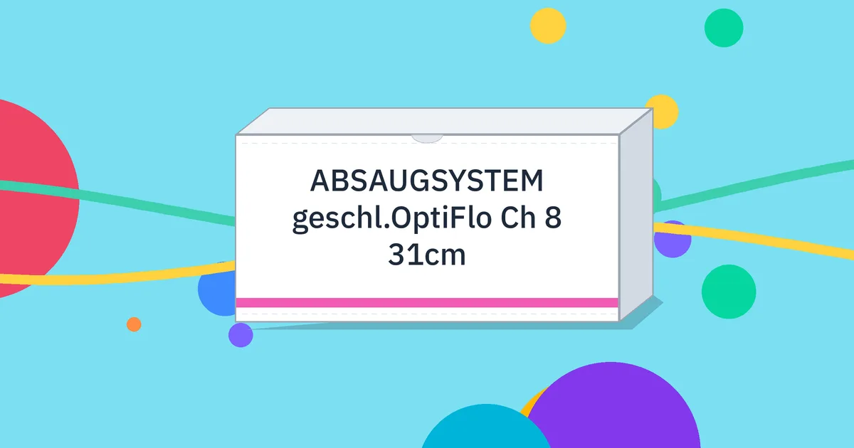 Symbolbild: Packung mit der Aufschrift ABSAUGSYSTEM geschl.OptiFlo Ch 8 31cm (PZN 04713694) – Verfügbarkeit und Bezug in Apotheken in Frankfurt am Main
