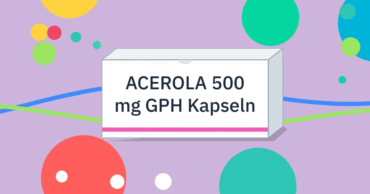 Symbolbild: Packung mit der Aufschrift ACEROLA 500 mg GPH Kapseln (PZN 10337924) – Verfügbarkeit und Bezug in Apotheken in Frankfurt am Main