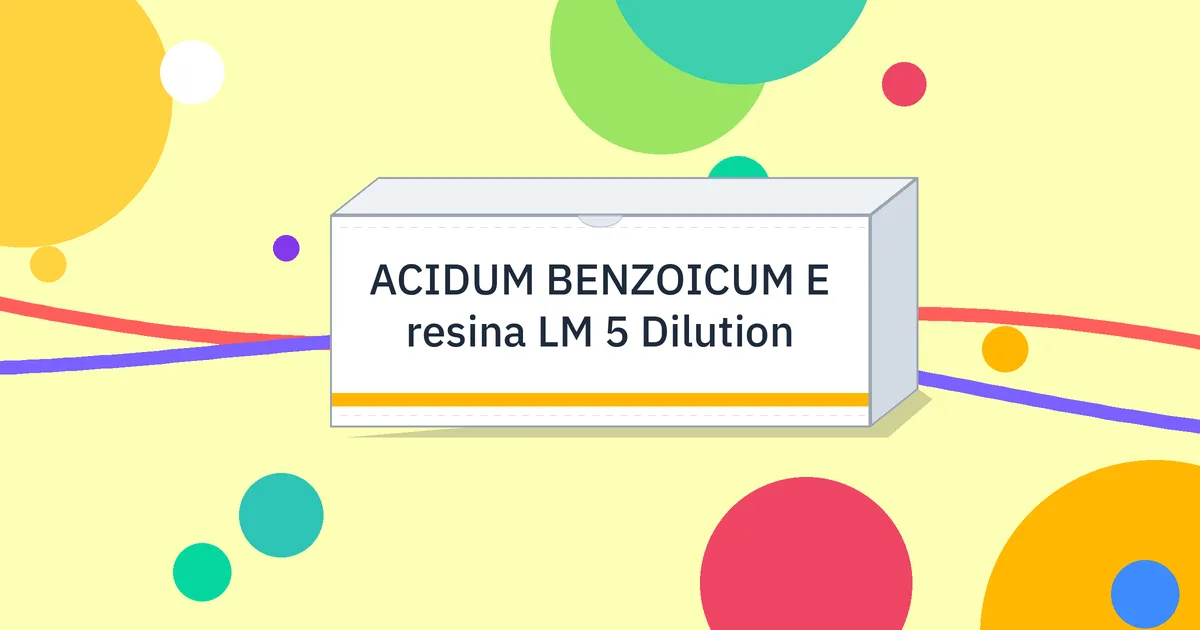 Symbolbild: Packung mit der Aufschrift ACIDUM BENZOICUM E resina LM 5 Dilution (PZN 16241533) – Verfügbarkeit und Bezug in Apotheken in Frankfurt am Main