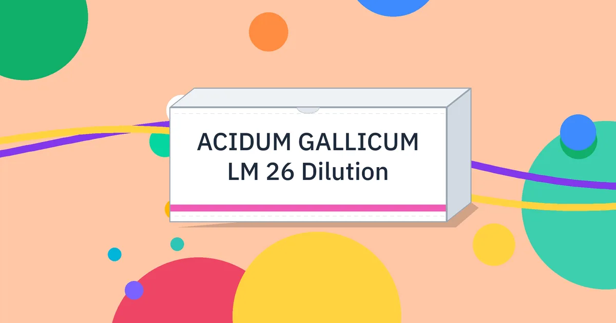 Symbolbild: Packung mit der Aufschrift ACIDUM GALLICUM LM 26 Dilution (PZN 13275879) – Verfügbarkeit und Bezug in Apotheken in Frankfurt am Main