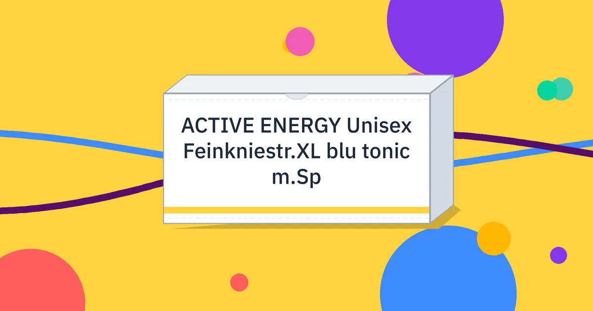 Symbolbild: Packung mit der Aufschrift ACTIVE ENERGY Unisex Feinkniestr.XL blu tonic m.Sp (PZN 16194259) – Verfügbarkeit und Bezug in Apotheken in Frankfurt am Main