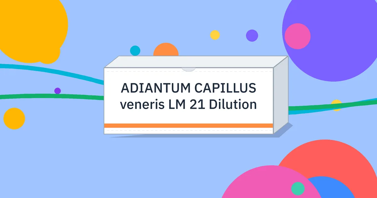 Symbolbild: Packung mit der Aufschrift ADIANTUM CAPILLUS veneris LM 21 Dilution (PZN 13295669) – Verfügbarkeit und Bezug in Apotheken in Frankfurt am Main