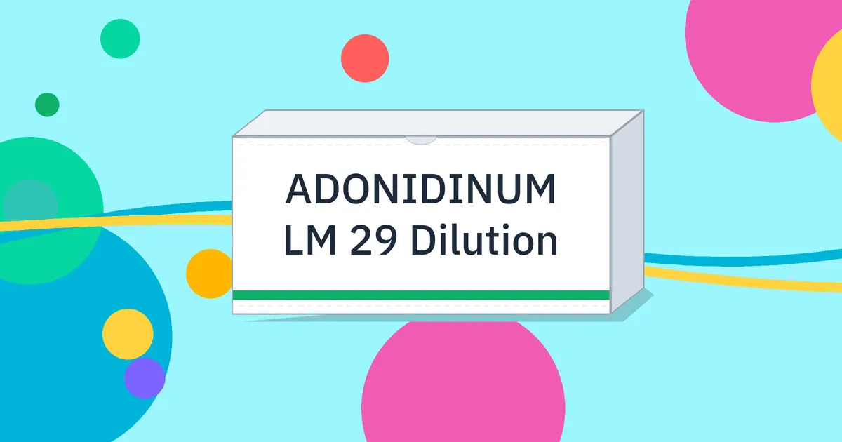 Symbolbild: Packung mit der Aufschrift ADONIDINUM LM 29 Dilution (PZN 13297740) – Verfügbarkeit und Bezug in Apotheken in Frankfurt am Main