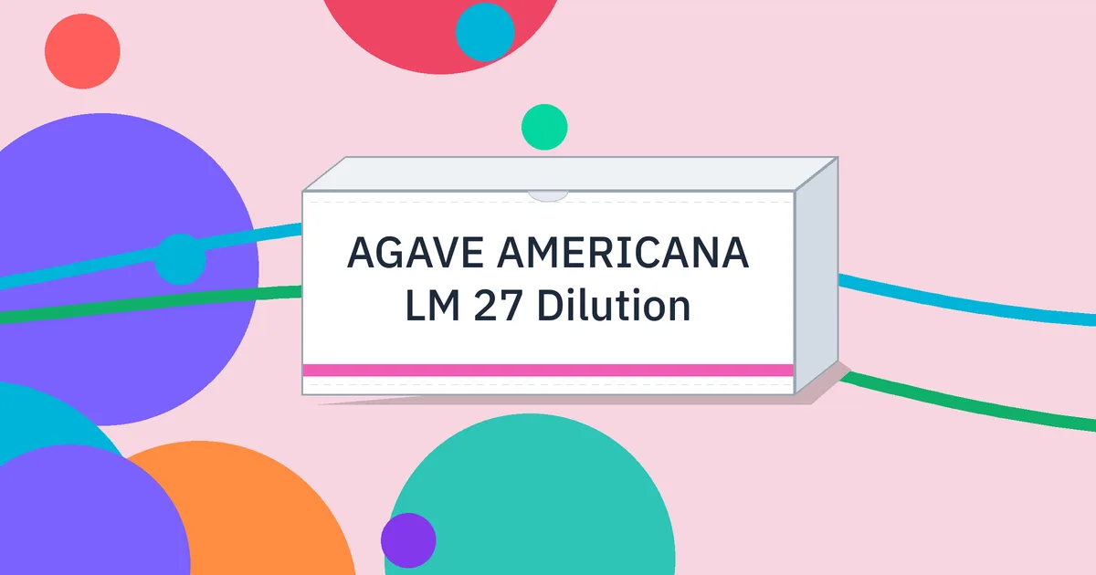 Symbolbild: Packung mit der Aufschrift AGAVE AMERICANA LM 27 Dilution (PZN 13305089) – Verfügbarkeit und Bezug in Apotheken in Frankfurt am Main