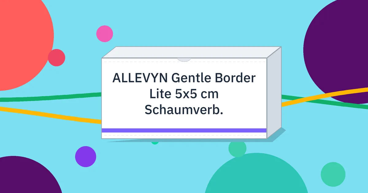 Symbolbild: Packung mit der Aufschrift ALLEVYN Gentle Border Lite 5x5 cm Schaumverb. (PZN 17830906) – Verfügbarkeit und Bezug in Apotheken in Frankfurt am Main