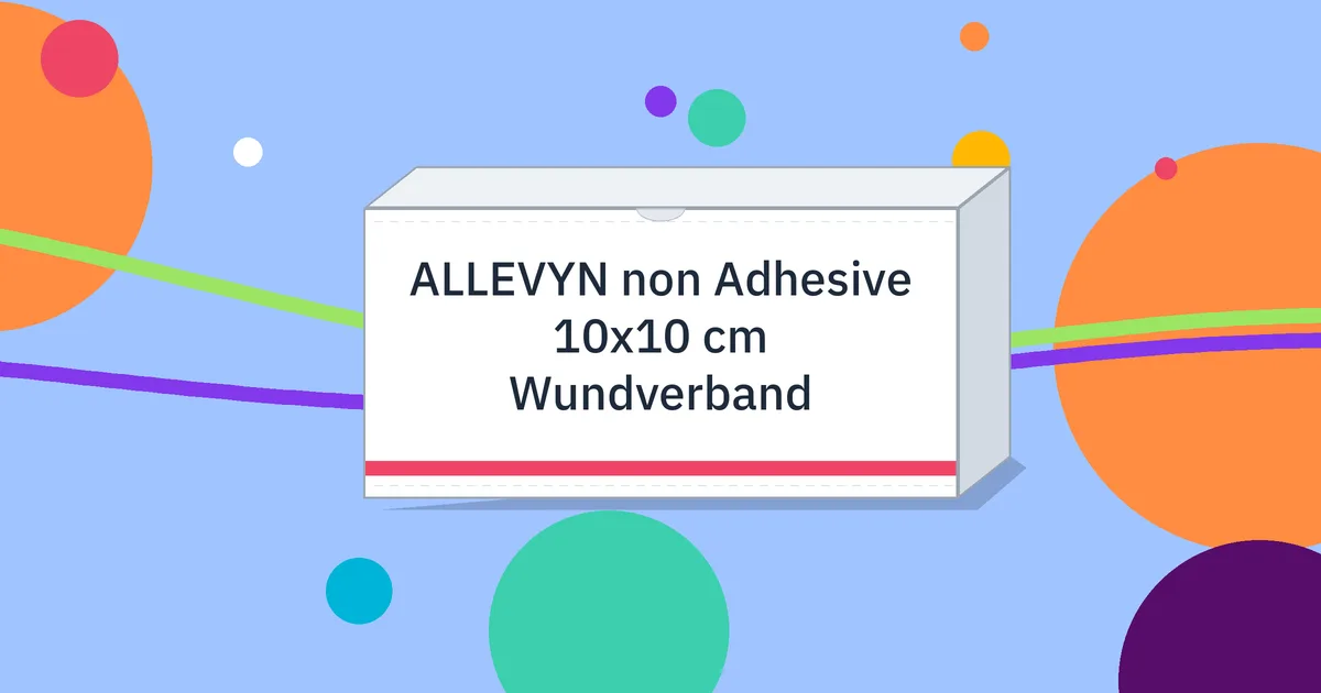 Symbolbild: Packung mit der Aufschrift ALLEVYN non Adhesive 10x10 cm Wundverband (PZN 18051529) – Verfügbarkeit und Bezug in Apotheken in Frankfurt am Main