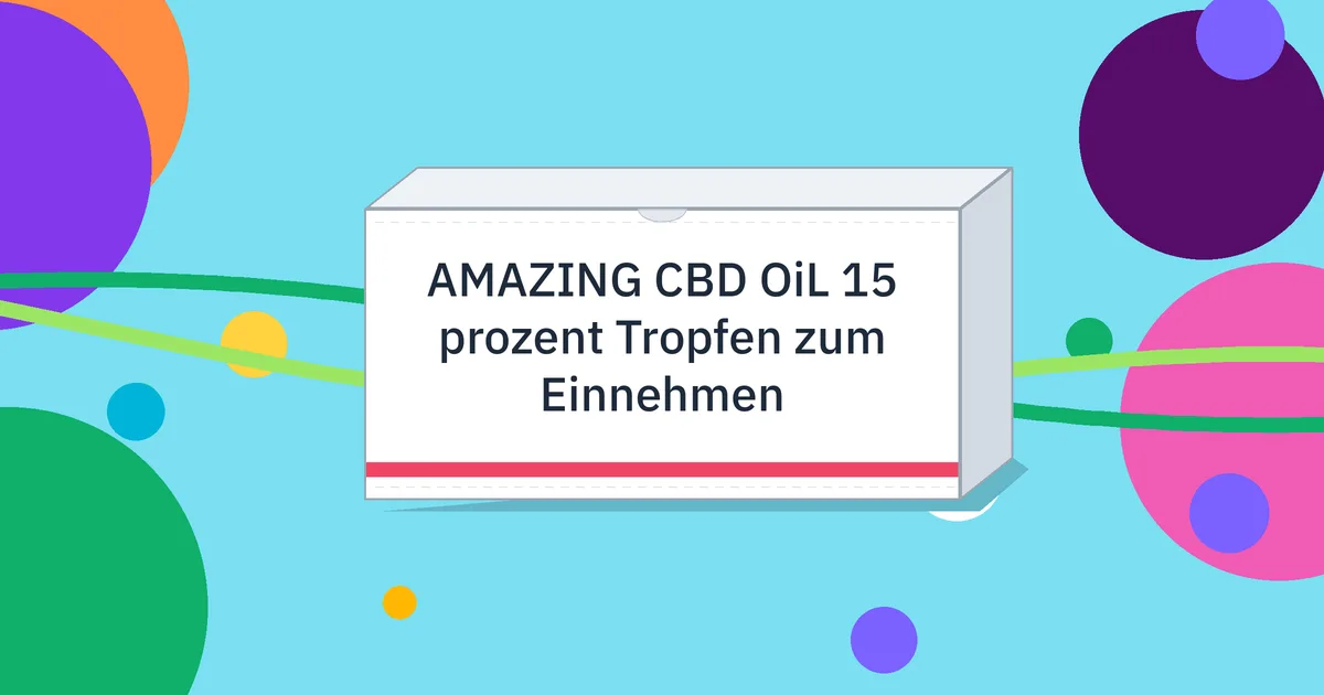 Symbolbild: Packung mit der Aufschrift AMAZING CBD OiL 15 prozent Tropfen zum Einnehmen (PZN 20102398) – Verfügbarkeit und Bezug in Apotheken in Frankfurt am Main
