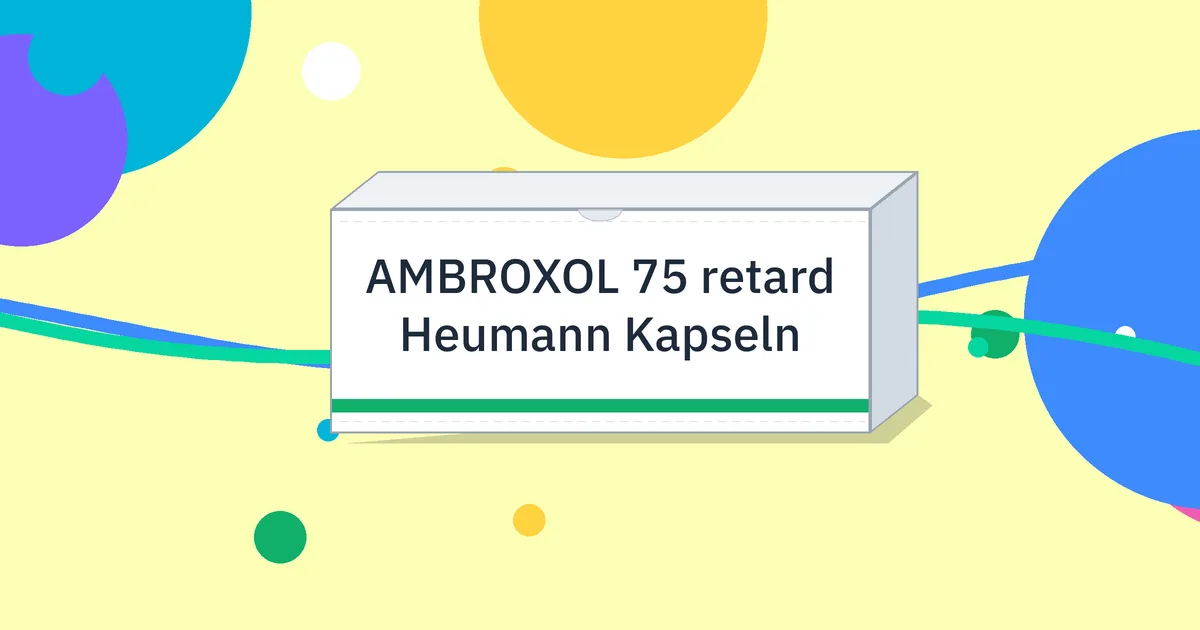 Symbolbild: Packung mit der Aufschrift AMBROXOL 75 retard Heumann Kapseln (PZN 10061592) – Verfügbarkeit und Bezug in Apotheken in Frankfurt am Main
