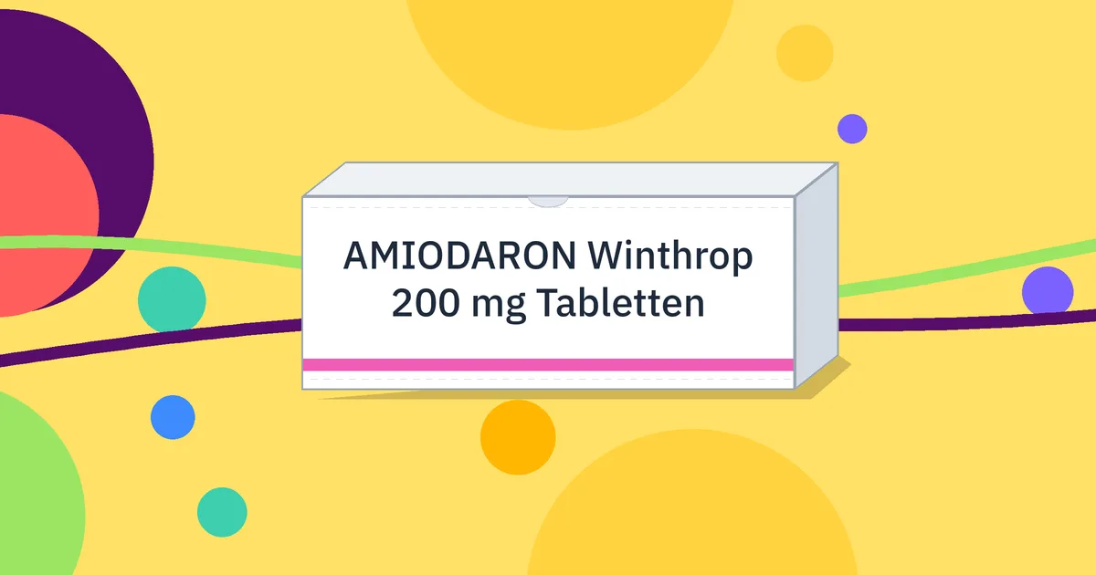 Symbolbild: Packung mit der Aufschrift AMIODARON Winthrop 200 mg Tabletten (PZN 05380527) – Verfügbarkeit und Bezug in Apotheken in Frankfurt am Main