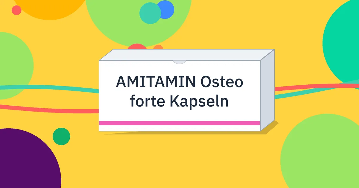 Symbolbild: Packung mit der Aufschrift AMITAMIN Osteo forte Kapseln (PZN 17853882) – Verfügbarkeit und Bezug in Apotheken in Frankfurt am Main
