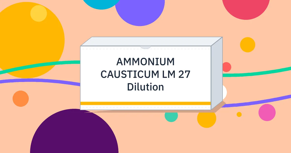 Symbolbild: Packung mit der Aufschrift AMMONIUM CAUSTICUM LM 27 Dilution (PZN 13321059) – Verfügbarkeit und Bezug in Apotheken in Frankfurt am Main