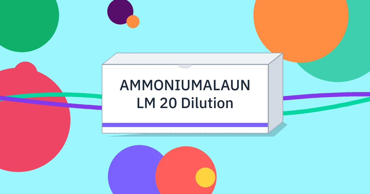 Symbolbild: Packung mit der Aufschrift AMMONIUMALAUN LM 20 Dilution (PZN 13324721) – Verfügbarkeit und Bezug in Apotheken in Frankfurt am Main