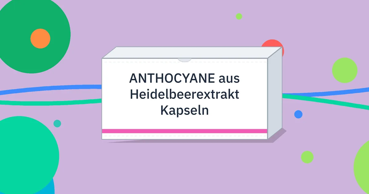 Symbolbild: Packung mit der Aufschrift ANTHOCYANE aus Heidelbeerextrakt Kapseln (PZN 16603657) – Verfügbarkeit und Bezug in Apotheken in Frankfurt am Main