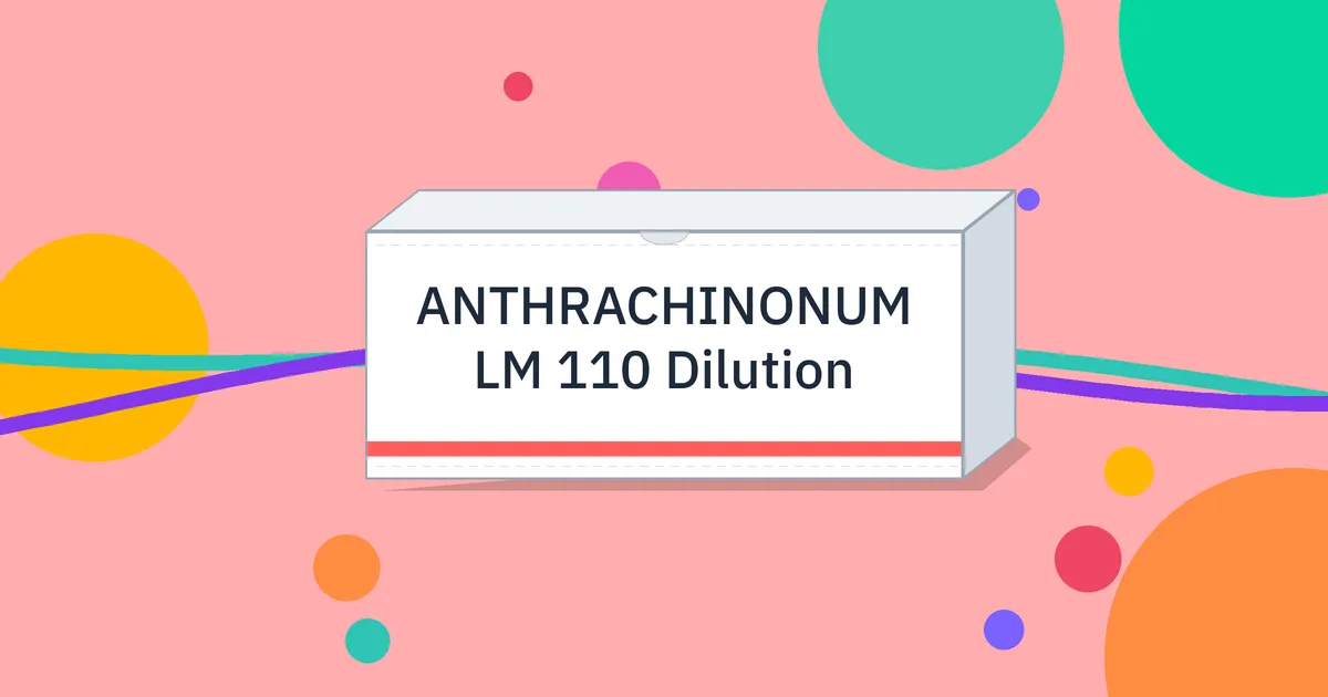 Symbolbild: Packung mit der Aufschrift ANTHRACHINONUM LM 110 Dilution (PZN 13371086) – Verfügbarkeit und Bezug in Apotheken in Frankfurt am Main