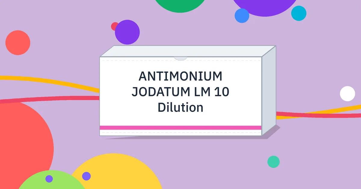 Symbolbild: Packung mit der Aufschrift ANTIMONIUM JODATUM LM 10 Dilution (PZN 12764197) – Verfügbarkeit und Bezug in Apotheken in Frankfurt am Main